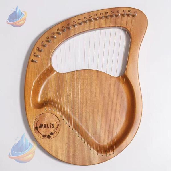 木製ライアーハープ 24弦 金属弦 竪琴ハープ 弦楽器 ハープ 楽器初心者向け 心癒され音色 入門楽器 操作簡単 付き 子供 ギフト子供用 成人用 初心者用 ポータブ