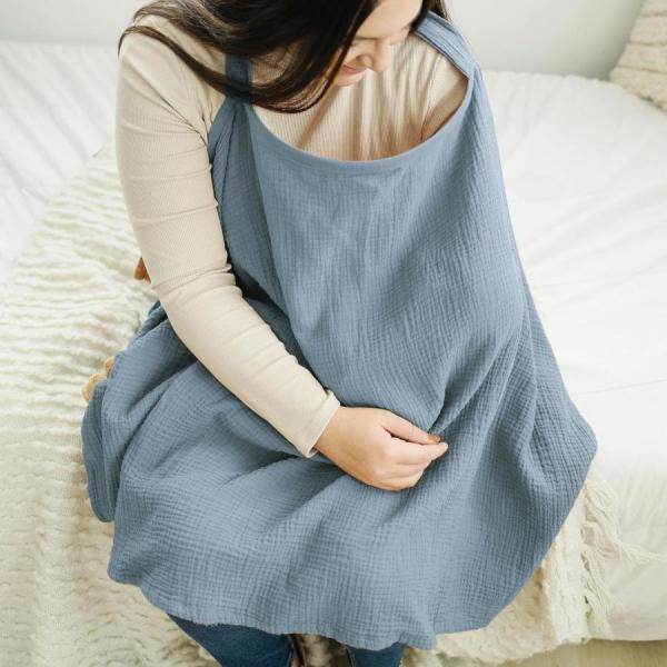 【胸元にソフトワイヤーが入っている授乳ケープ】授乳中も上から赤ちゃんのお顔が見え、赤ちゃんも息苦しくありません。下両角の裏面はタオル裏地が付いているので、吐き戻したりしてもサッと拭けます！【通気性の良い柔らかいコットンガーゼ素材】赤ちゃんの...