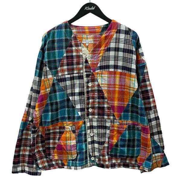エンジニアドガーメンツ Engineered Garments24SS チェック柄パッチワークノーカラージャケット Loiter Jacket - Triangle Patchwork Madras ロイタージャケット トライアングルパッチ...
