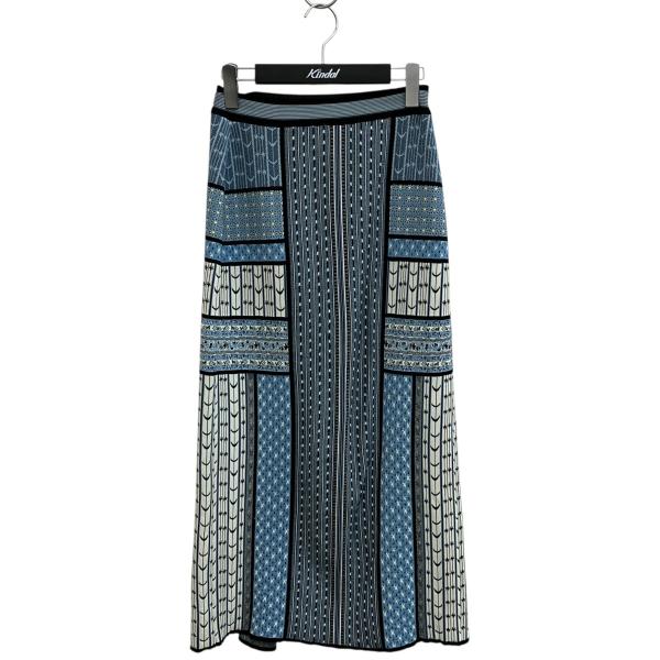 マメクロゴウチ mame kurogouchiGeometric Pattern Knitted Skirt-blue 総柄 ロングスカート MM25SS-KN087【ランク】「中古品・比較的綺麗な商品」【詳細説明】マメクロゴウチのGeom...