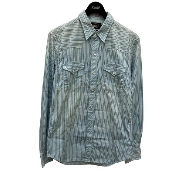 ダブルアールエル RRLイロアセ加工 ストライプ 長袖シャツ【ランク】「中古品・比較的綺麗な商品」【詳細説明】ダブルアールエルのイロアセ加工 ストライプ 長袖シャツです。【M/L/U】メンズ【表記サイズ】S【詳細サイズ】着丈：約78ｃｍ肩幅...