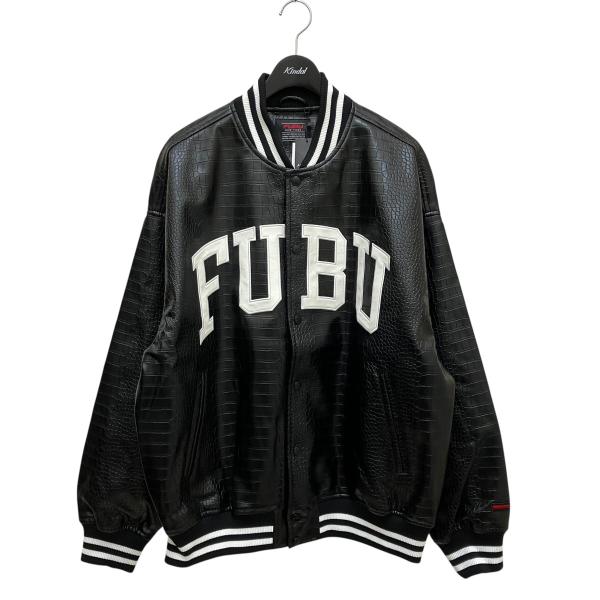 FUBU【PYTHON ECO LEATHER VARSITY JACKET】 フェイクレザージャケット FAM-42306【ランク】「新古品・タグ付きや未使用に近いUSED品」【M/L/U】メンズ【表記サイズ】XL【詳細サイズ】着丈：約7...