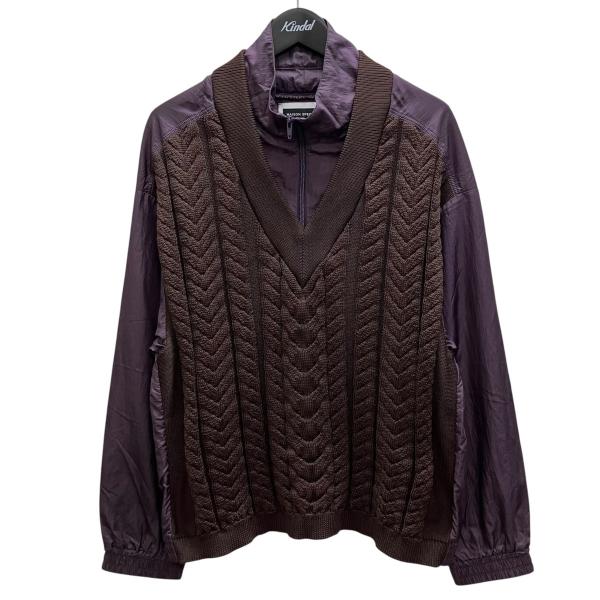 メゾンスペシャル MAISON SPECIALCable Knit Combination Prime-Over Woven Shirt Half-Zip Pullover ドッキングジャケット【ランク】「中古品・比較的綺麗な商品」【詳細説...