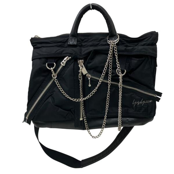 ヨウジヤマモトプールオム×ポーター Yohji Yamamoto pour homme×PORTER2way SHORT HELMET BAG ナイロン×レザー ショート ヘルメット バッグ【ランク】「新古品・タグ付きや未使用に近いUSED...