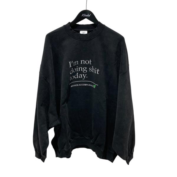 ヴェトモン VETEMENTSNot Doing Shit Today Sweatshirt クルーネックスウェット UE63CN160B【ランク】「新古品・タグ付きや未使用に近いUSED品」【詳細説明】ヴェトモンのNot Doing Sh...