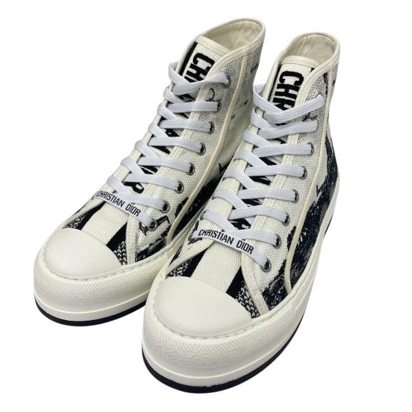 美品◎Christian Dior クリスチャンディオール WALK’N’DIOR キャンバス レザー使い スニーカー ホワイト ブラック レッド 37 箱・保存袋 Christian Dior（クリスチャン・ディオール） Christian Dior WALK'N