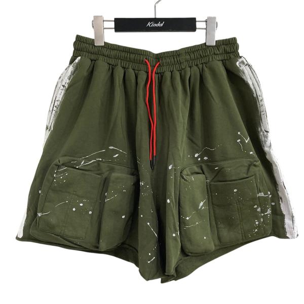 FREEWORLDORDERペイントスウェットハーフパンツ【ランク】「中古品・比較的綺麗な商品」【M/L/U】メンズ【表記サイズ】2【詳細サイズ】ウエスト：約72ｃｍ股上　　：約41ｃｍレングス：約14ｃｍもも幅　：約46ｃｍ裾幅　　：約4...