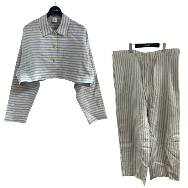 ロクビューティアンドユース 6(ROKU) BEAUTY＆YOUTHリネンストライプ シャツ／パンツ セットアップ【ランク】「中古品・比較的綺麗な商品」【詳細説明】ロクビューティアンドユースのリネンストライプ シャツ／パンツ セットアップで...