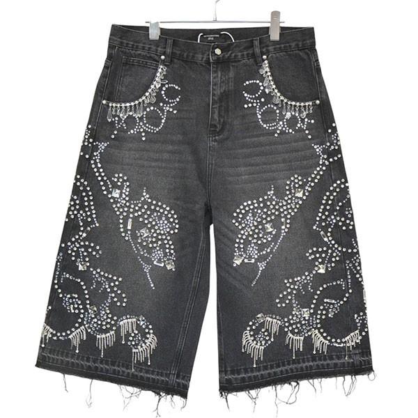 ザボーイハズノーペーシェンス The Boy Has No PatienceLUMINOUS RHINESTONE CROPPED JEANS　ラインストーンデニムショートパンツ　25WO-NP-AW01【ランク】「新古品・タグ付きや未使用...