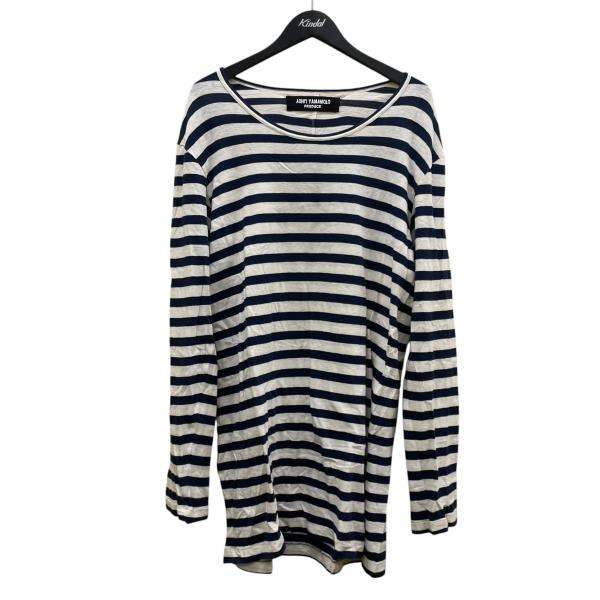 ヨウジヤマモト YOHJI YAMAMOTOボーダー コットン ロングスリーブカットソー 長袖Tシャツ HN-T04-075【ランク】「中古品・比較的綺麗な商品」【詳細説明】ヨウジヤマモトのボーダー コットン ロングスリーブカットソー 長袖...