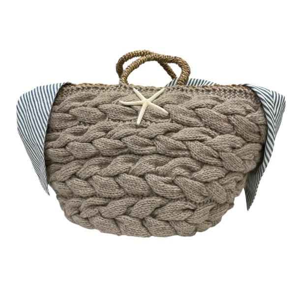 ビヨンドザリーフ Beyond the reefニットカゴバッグ【ランク】「中古品・比較的綺麗な商品」【詳細説明】ビヨンドザリーフのニットカゴバッグです。【M/L/U】レディース【詳細サイズ】縦幅：約31ｃｍ横幅：約54ｃｍマチ：約28ｃｍ...