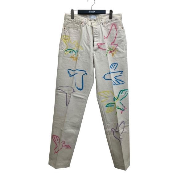 タナカ TANAKAST-2 THE JEAN TROUSERS WHITE DOVE FLOWER デニムパンツ【ランク】「新古品・タグ付きや未使用に近いUSED品」【詳細説明】タナカのST-2 THE JEAN TROUSERS WHI...