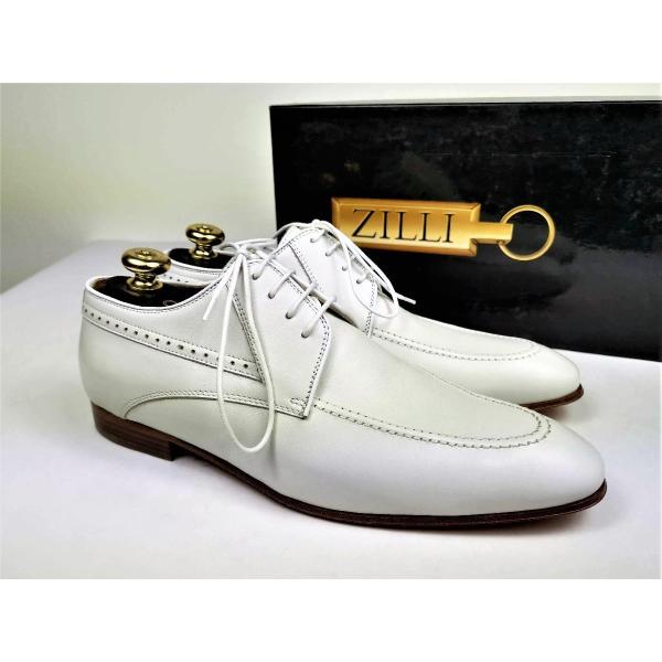 ○メーカー：ZILLI 【ジリー】○モデル名：極上カーフレザーダービー○サイズ：7 （25.5cm相当）○アウトソール全長：約29.9cm、最大幅：約9.5cm○カラー：ホワイト○コンディション：新品未使用品○付属品：ジリー純正シューズBO...