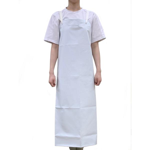 ＜商品情報＞用途：水産加工、食品加工、炊事、湾岸作業、養殖業その他作業。素材：クラレプラスチック（株）製生地を使用　クラレビニロン、ビニールコーティング生地使用。　　　　　　綿紐117ｃｍ×2本付属●サイズ：大（裾幅85×総丈105cm）　...