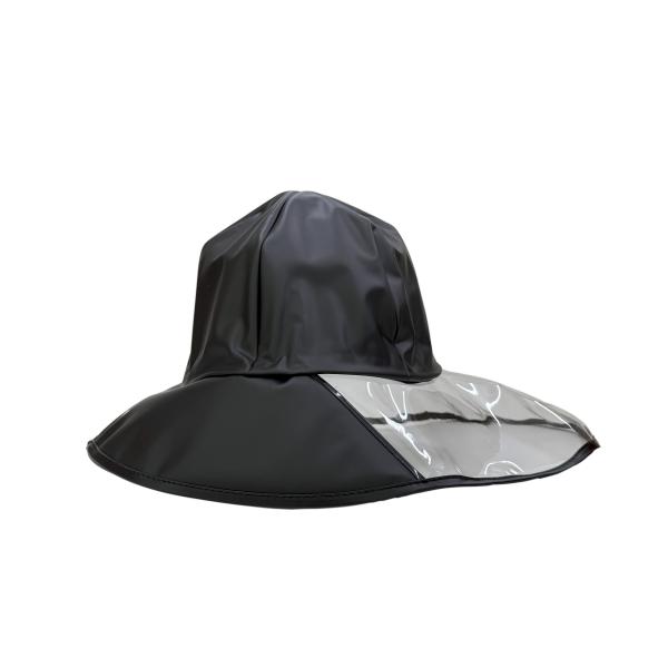 キンカメレインハット素材：塩化ビニール100％カラー：ブラック、ネイビーサイズ（cm）：頭囲　約58cm　　　　　　　前透明ヒサシ　約11ｃｍ　後ろツバ　約6.5ｃｍ＜特徴＞●国産のおしゃれな防水レインハットです。●レインハットのヒサシが透...