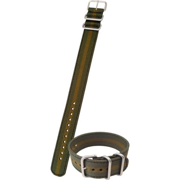 ■プロトレック用一本通しバンド(ベルト)・材質：ナイロン製・色：カーキ（ライン入り）・幅：23mm・現在一本通しをご利用中の場合は入れ替えてご利用いただけますが、　ウレタンバンドモデルに使用する場合には、そのモデル専用のの先環（サキカン）カ...