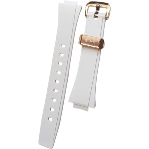 MSG-W600G-7AJF用バンド（ベルト）■材質：ウレタン樹脂製■色：白■遊環、美錠：ピンクゴールド（金属）■接続部品（バネ棒）は付いていません。　必要な場合はプルダウンより選択してください。