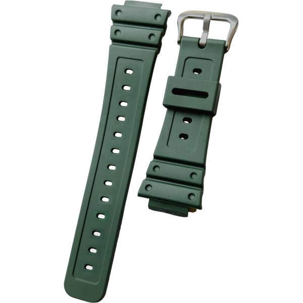 DW-5600RB-3JF用バンド（ベルト）・ウレタン樹脂製・色：濃いグリーン色・「バネ棒」は、ベルトに付属していません。　ご注文の際はプルダウンメニューより選択してください。■DW-5600E,DW-5700,DW-5700,G-5700...