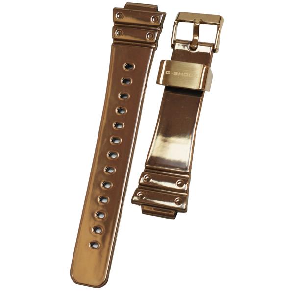 GM-5600YMG-9JF用バンド（ベルト）・材質：タフシリコンバンド※注1・色：金色・美錠色：金色・付属部品：バネ棒が付いていません。　必要な場合はプルダウンより選択してください。※注1スケルトンの樹脂に裏から蒸着処理を行い、やわらかく...