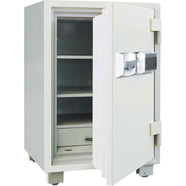 [種類]耐火金庫[外寸]幅610×奥行624×高さ910mm[内寸]幅430×奥行376×高さ650mm[容量]105リットル[重量]220kg[性能]一般紙用2時間耐火性能試験合格／耐破壊性能15分試験合格(TS-15)[付属品]鍵付引出...