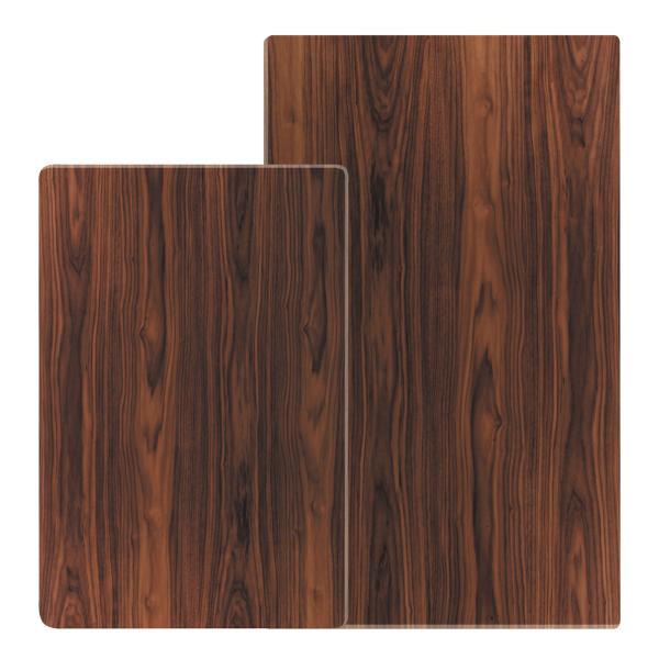 ウォールナット突板貼りの40mm厚の厚天角丸こたつ板。木目は天然木のため一品一品異なります。天板固定用のメスネジ加工が別途費用で可能です。両端より150mm以内で、M6またはM8の鬼目ナットを埋め込みます。お客様で穴のセンターの間隔を測って...