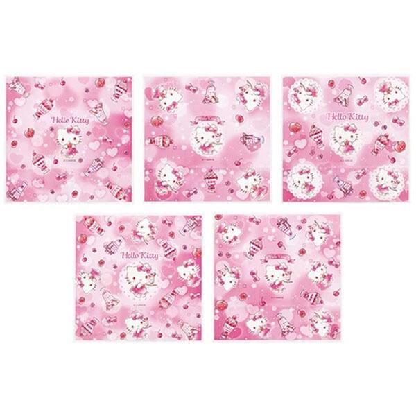 SKT-57186ハローキティ「おにぎりラップ 10P(キラキラスウィーツ)」包むだけで簡単に、可愛いキャラクターのおにぎりを作れるラップ。シートは10枚入り(5柄×2枚)。シートの中央にご飯を乗せてくるっと包み、付属のシールで留めれば出来...