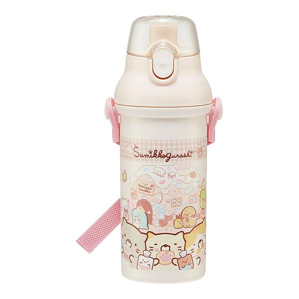SKT-59784San-X すみっコぐらし「ねこのきょうだいとおかし屋さん/抗菌 直飲みプラワンタッチボトル」食洗機対応のプラスチック製直飲みボトル。銀イオン配合の抗菌仕様。キャップを開けるとすぐ飲めるダイレクト飲み口。キャップはワンプッ...