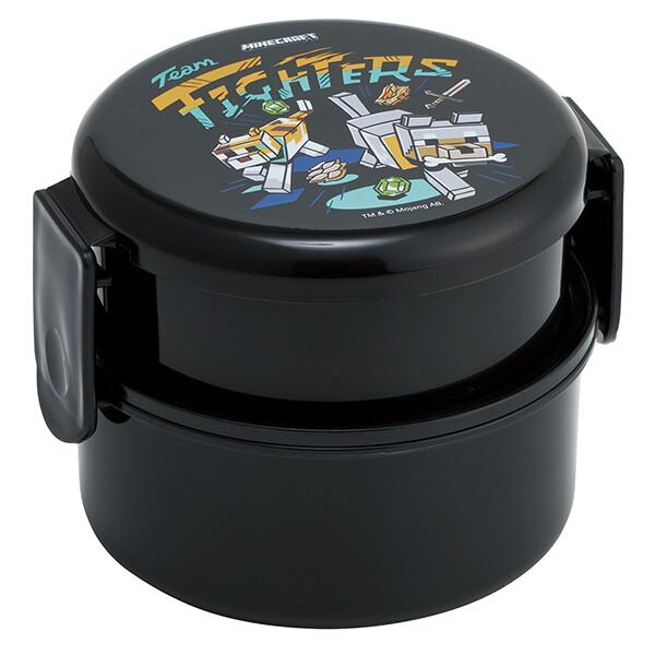 SKT-723346Minecraft（マインクラフト）「Team Mascots/丸型ランチボックス2段(フォーク付)」丸型おにぎりとおかずが入るかわいいランチボックス。コンビニの丸型おにぎり1個が袋のまま入る。上段、下段とも、ごはんがつ...