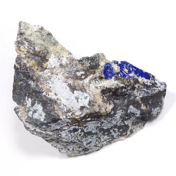 比較的珍しい鉱物、カラハナイト(カラハン石)の標本。原産地標本です。青色の部分がカラハナイトです。銅とマグネシウムの炭酸塩鉱物で、キャラハナイト(キャラハン石)、カラガナイト(カラガン石)とも呼ばれます。名前は、ニューメキシコ鉱山局局長だっ...