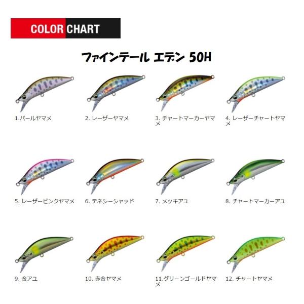 その誘惑に、あらがえない。禁断のミノー「エデン」。SPECHEAVY SINKING TYPE：50mm／5.5gcolor：12色独自のフラットシェイプ構造により、キレッキレのヒラ打ちや、ゆっくりしたショートダートなど様々なアクションが楽...