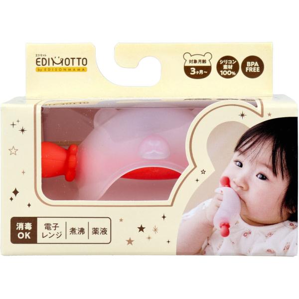 シリコン素材100%BPA Free●グローブタイプ：指しゃぶりを防止し滑り落ちる心配も少ない。●カーブ形状：手の小さなお子さまでも握りやすい◎●安らぎ設計：左右異なる硬さの乳首形状で歯ぐきを刺激。●安心設計：オエっとなりにくくのど付きしに...