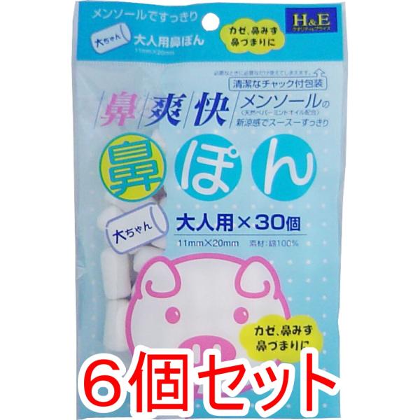 6個セットの販売です。鼻づまりに最適！メンソール配合の脱脂綿を棒状に加工してあります。メンソール配合でスースースッキリ！かぜ、鼻水、鼻づまり対策に大変便利です！必要な時に必要なだけ使える便利なチャック付き。