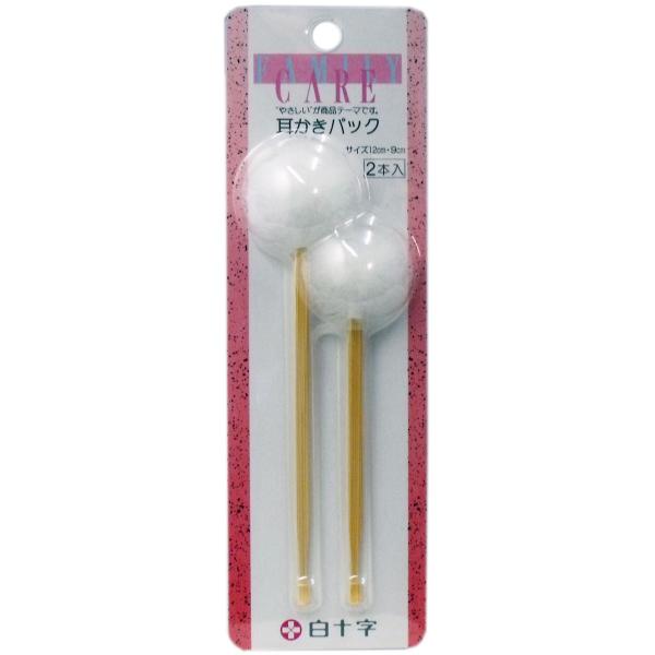 長短2本の耳かきが入った便利なパック！長さ12cmと9cmの耳かきが各1本入っています！●手になじむ竹製で、使いやすい耳かきです。●先端に肌に感触のよい天然あひるの綿毛が付いています。