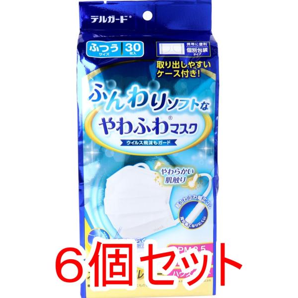 6個セットの販売です。やわらかい肌触り♪携帯に便利な個別包装マスク。PM2.5、花粉・黄砂、ハウスダスト、ウイルス飛沫もガード。●フィルター部の捕集効率・BFE：99%(バクテリア飛沫の捕集(ろ過)効率試験)・PFE：99%(微粒子の捕集(...