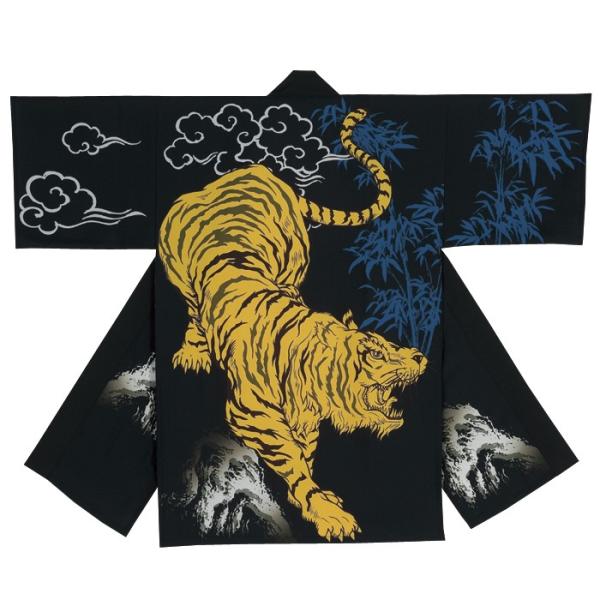 *長半纏（身丈　110cm　）（身幅　70cm　）（袖丈　39cm　）主素材／ポリエステル 100%サイズ：M