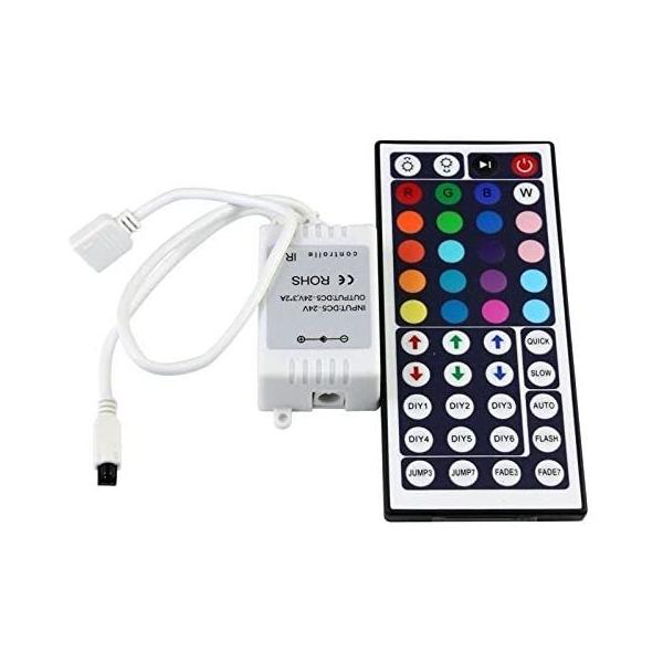 入力電圧：DC12V出力電流（最大）：6A(3*2A)４４キーIR赤外線リモコン専用の小型リモコン（55ｍｍ×125ｍｍ、厚さ７ｍｍ）を使って調光はもちろん、調色（全２０色）、さらには全６種の自動点灯色変換モードも操作可能です。