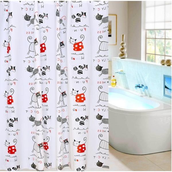 シャワーカーテン 浴室風呂カーテン 子供部屋 間仕切り ねこ柄防水速乾 防カビ 保温抗菌 カーテンリング付 加工取り付け簡単 150×180cm 送料無料■サイズ：150×180cm （リング付）■重量：約260g■素材：PEVA（ポリエチ...