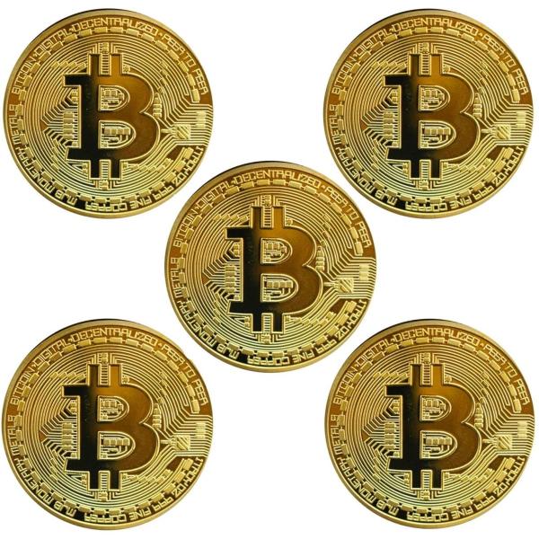 【商品仕樣】■素材：金属製。メッキ。■サイズ：直径：約40mm　厚さ：約1.5mm　重量：約20g■色：ゴールド■セット内容： コイン×5【特徴】バーチャルの通貨であるビットコインをイメージした商品です。メッキ合金製で、高強度で耐久性があり...