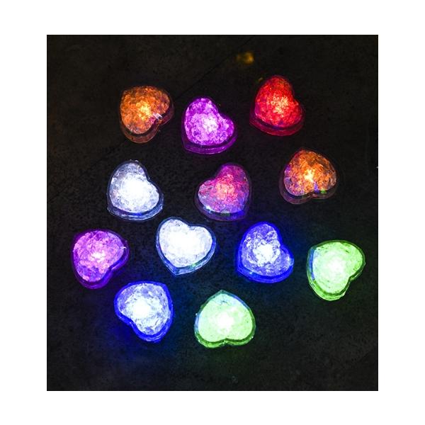 【サイズ】ハート型 約3.5×2.6 重量:約18g。パッケージには含まれています：12 pcs*発光アイスキューブ（カップは含まれていません）【安全】飲用グラスの使用等、飲用物への直接のご使用はお控え下さい。 当商品はお風呂など水遊びなど...