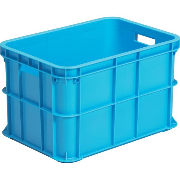 スタンダードな多目的通箱。用途・特徴・強度に優れ、多様な分野で使用されています。・堅牢な設計で、用途を問わずご使用いただけます。・底面形状格子リブ。・水抜き孔有。・茄子収穫保管用、ナス18kg用コンテナー。