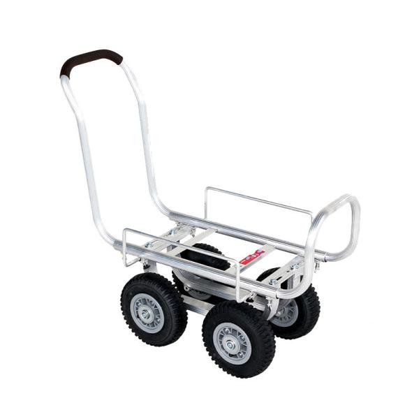 ショートボディタイプ。ホイールベースが29.5cmと短いため、方向転換が楽に行えます。＜用途＞・収穫した野菜などの運搬作業に。＜特長＞・タイヤ、コンテナガードの幅とハンドル、ストッパーの長さが全て伸縮できます。・タイヤ取付け用のシャフトに補...