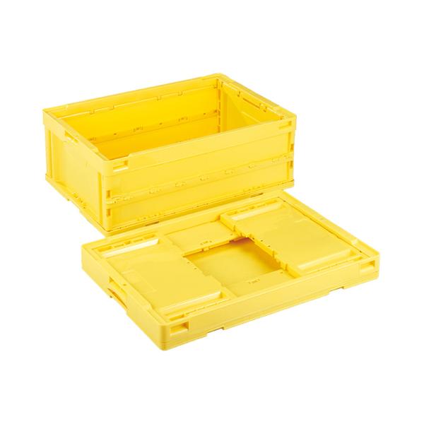 ＜用途・特徴＞・オール樹脂製折りたたみコンテナー・持ち手、コーナーに丸みを帯びた新しいデザインです。