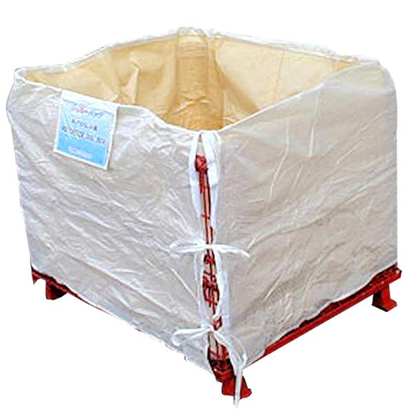 1000リットルメッシュボックス(ボックスパレット)用商品特徴サンキン、マキテック、テイモーのボックスパレット(1,200W×1,000D×900H)にジャストフィットするライト生地タイプのフレコン。形状は角型4点ベルト。投入口は1,200...