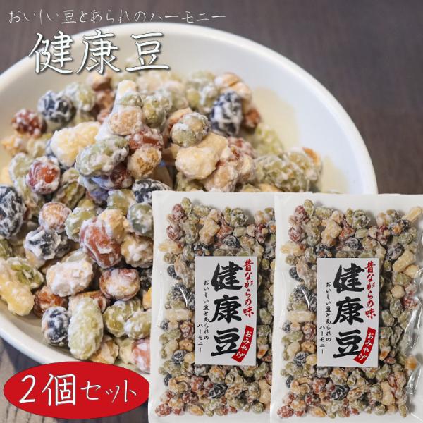国産大豆に落花生・あられをお砂糖で絡めたお菓子です。おやつやお茶漬けとして、小腹が空いたときにお気軽に食べられる一品です。「健康豆」を是非ご賞味ください。