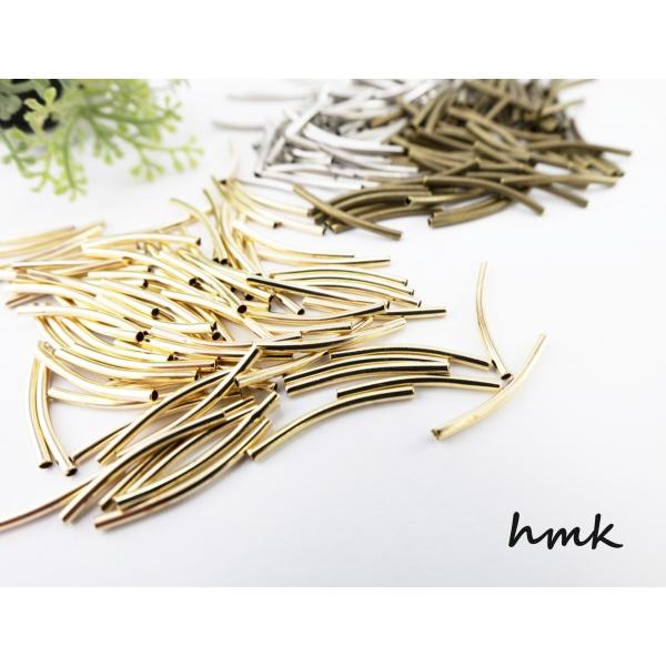 アクセサリーパーツ メタルパイプパーツビーズ約25mm×30PCS3色バリエーション曲線のメタルパイプビーズとなります。ネックレスやピアス、チャームなどのハンドメイド素材シンプルなので他のパーツと組み合わせ相性抜群です。カラー：19.ゴール...