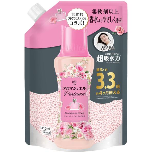 ※パッケージデザイン変更の場合あります。●パリで人気の香水の香りをお洗濯に。世界的フレグランスメゾンとコラボのレノアアロマジュエルPerfume！●アロマジュエルなら柔軟剤に比べて超吸水*。ドライヤー時間短縮！(*当社柔軟剤比。複数回洗濯後...