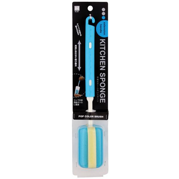 ◎ボタンを押して長さ2段階！<br>コップの底や深底の食器、ボトルまで幅広く使えます。<br><br>●材質：頭部/ポリウレタンフォーム、柄/ポリプロピレン<br>●本体サイズ(mm)：290...