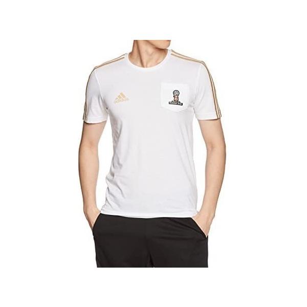 品番：CF1747（アウトレット）カラー：ホワイト/ライトフットボールゴールドサイズ：J/L　チェスト93-99 身長172-178素材: 綿100%生産国：中国人気スポーツブランドadidas(アディダス)のメンズ サッカー ライセンスシ...