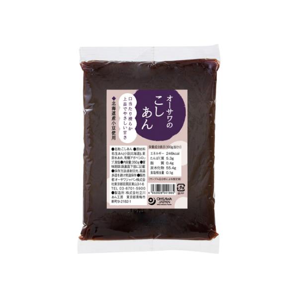 ■商品名：オーサワのこしあん■内容量：350g■開封前賞味期間：常温で6ヶ月開封後の保存方法：開封後、冷蔵保存でお早めに召し上がりください。■原材料：生あん［小豆（北海道）］、麦芽水飴、有機アガベシロップ、食塩（天日塩）■メーカー：オーサワ...