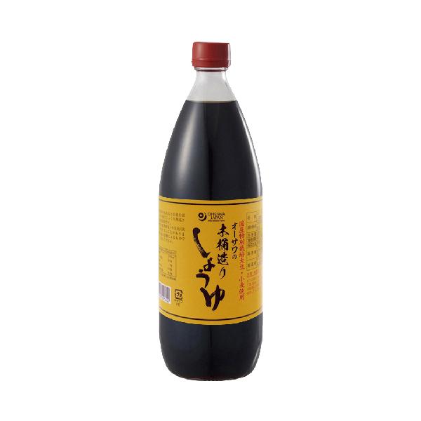 木桶造りしょうゆ 1L  国内産原料使用、天然醸造法。木樽で2夏以上長期熟成。